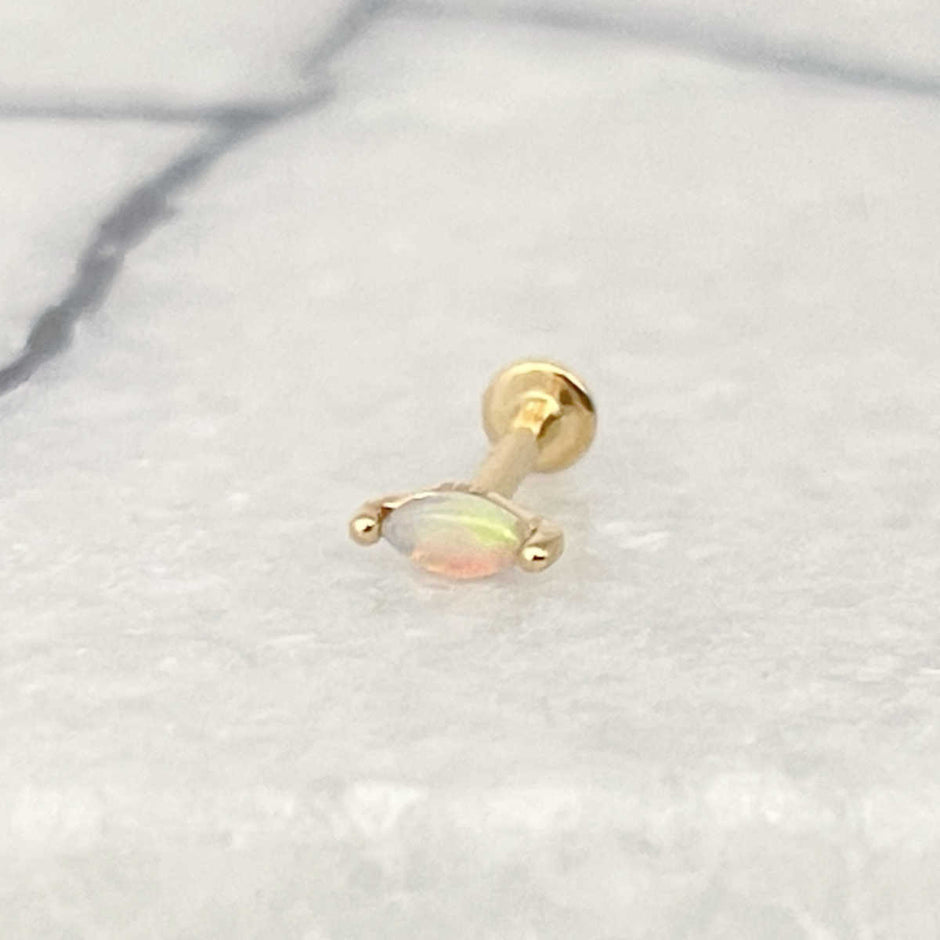 Flat Back Cartilage Earrings, 14k Gold, Helix, Tragus, Conch Studs ...