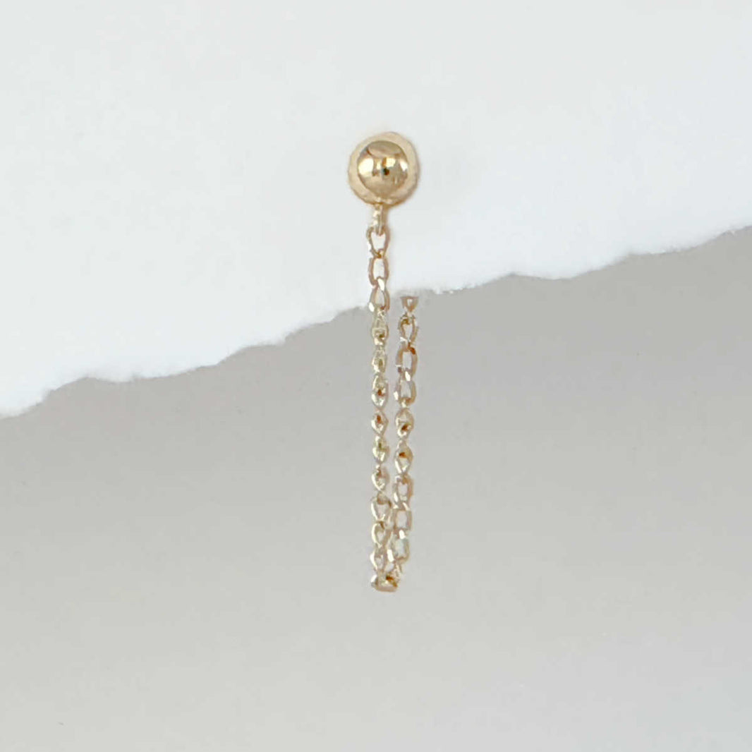Gold, SIlver & Gemstone Double Piercing and Connected Chain Earrings ...
