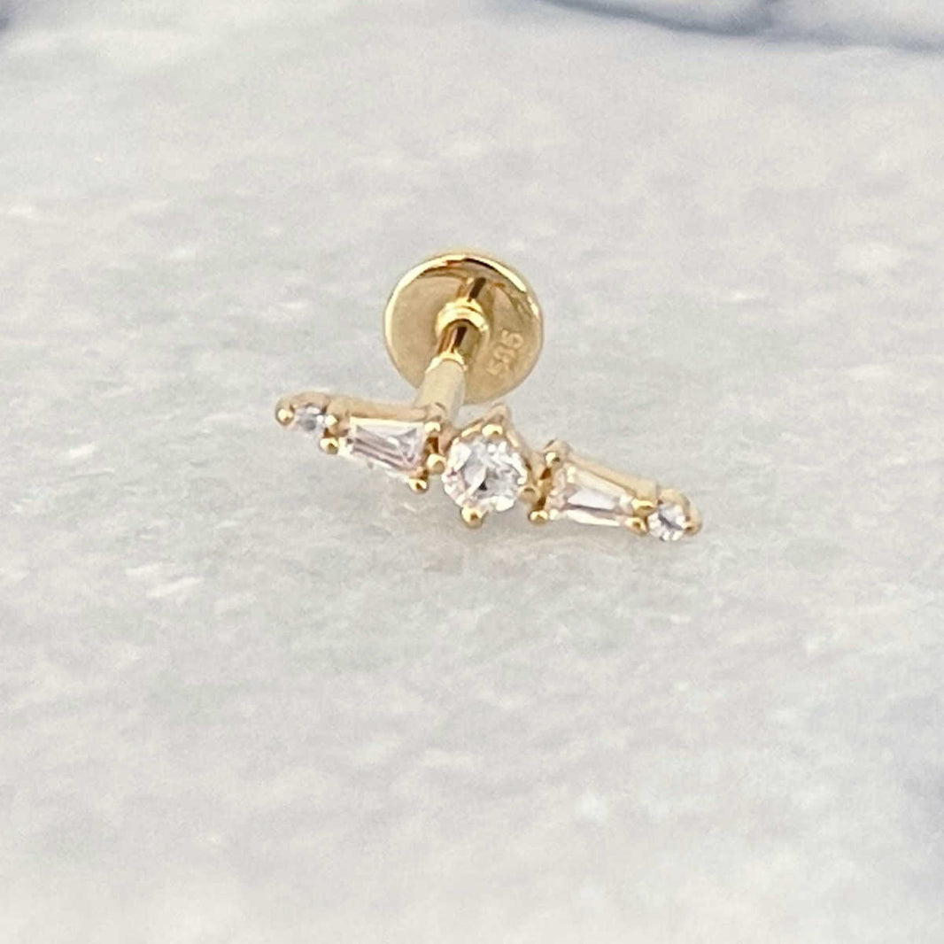 Flat Back Cartilage Earrings, 14k Gold, Helix, Tragus, Conch Studs ...