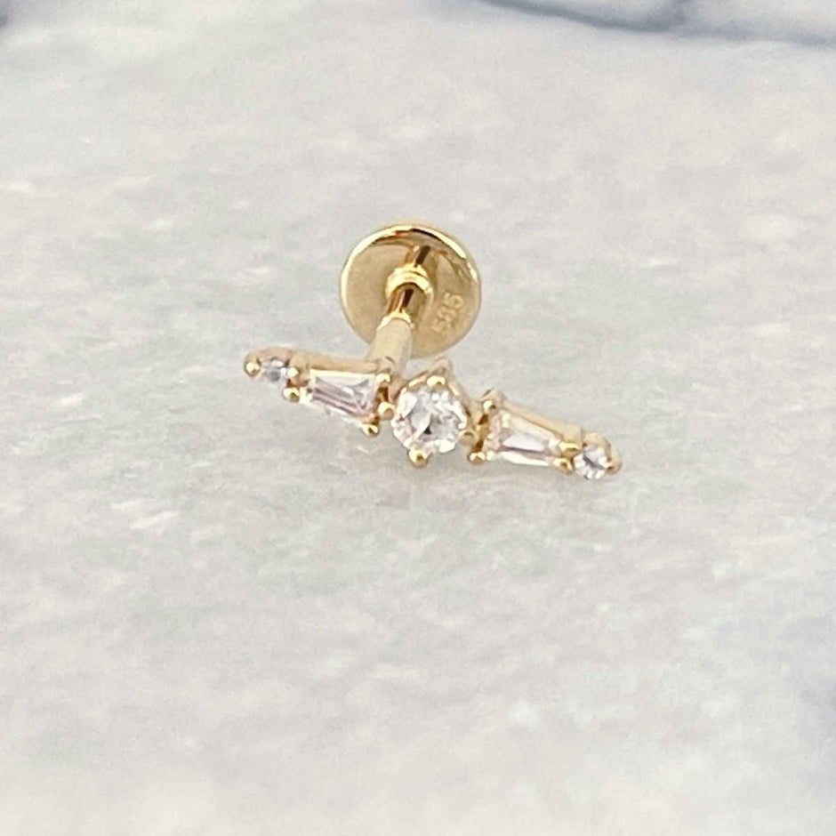 Flat Back Cartilage Earrings, 14k Gold, Helix, Tragus, Conch Studs ...