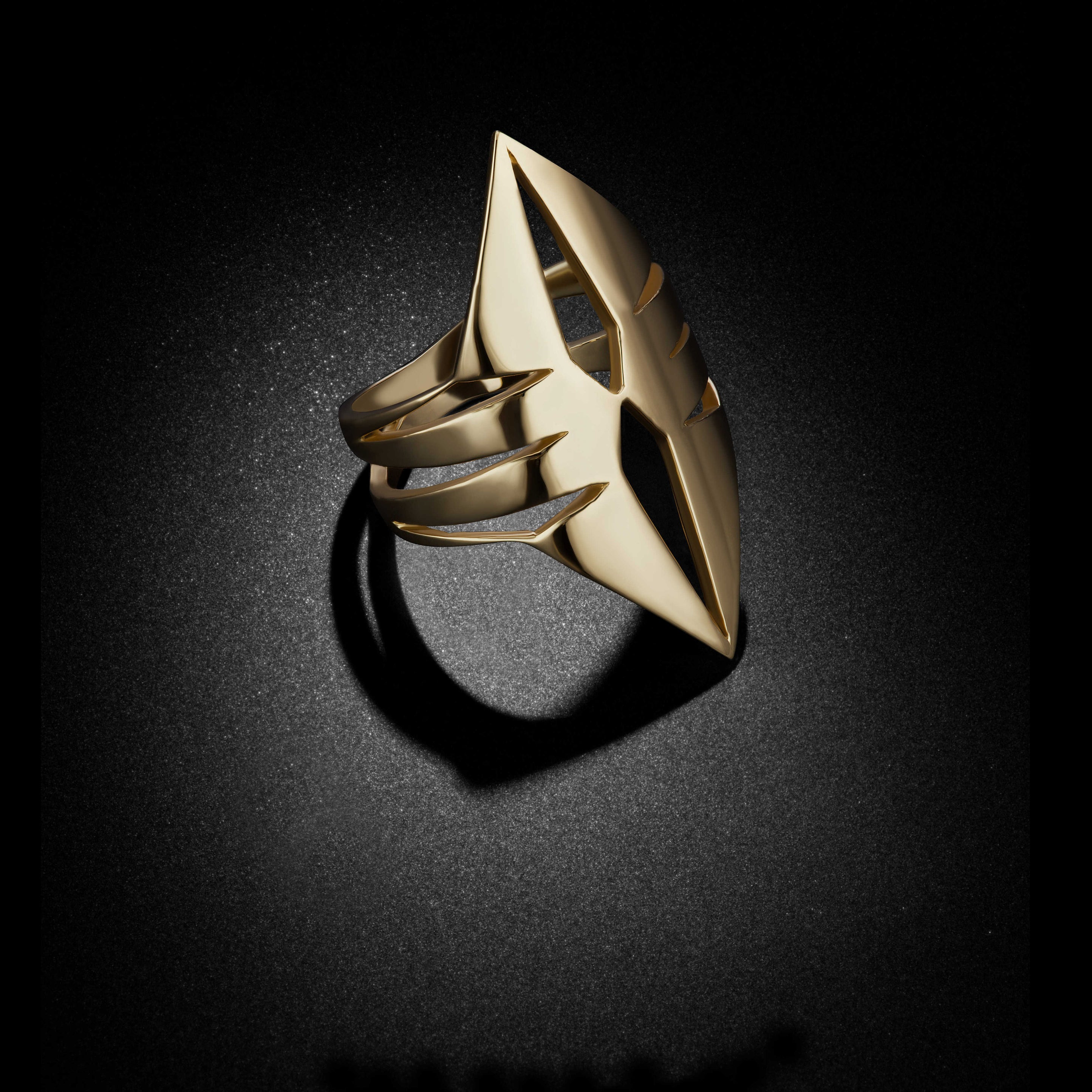 Cutout Shield Gold Ring - Two of Most